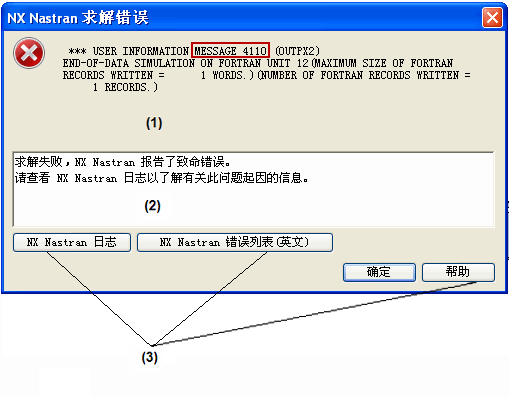 NX Nastran 求解错误对话框